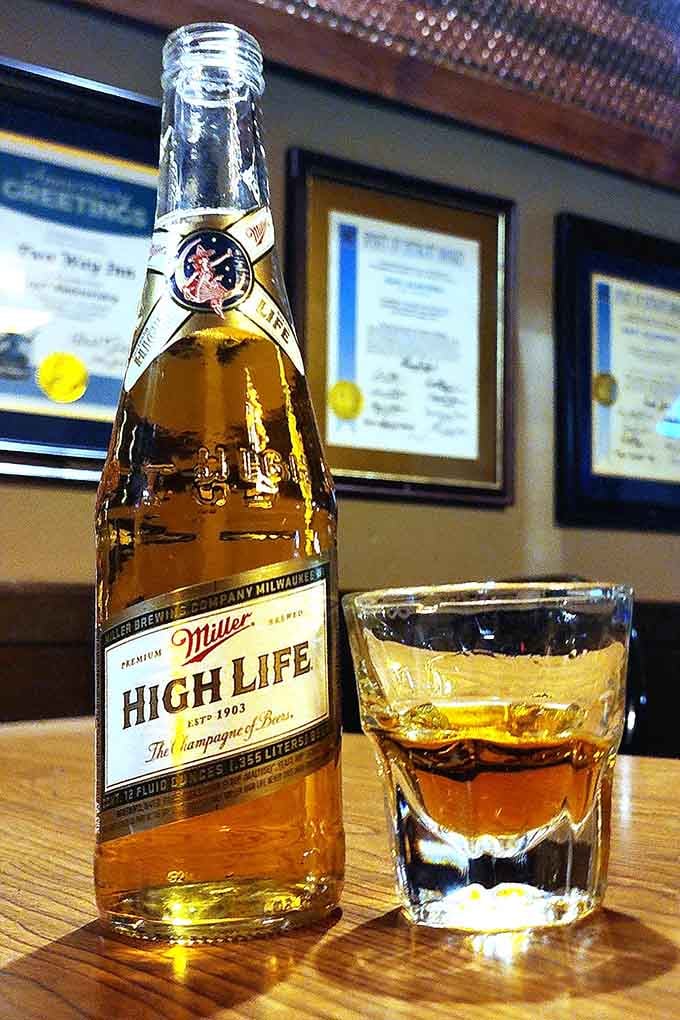 Miller High Life still earns its "Champagne of Beers" nickname in this historic watering hole.
