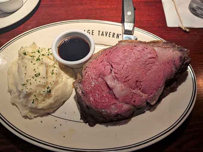 That prime rib looks like it could solve most of life's problems, or at least the hungry ones.