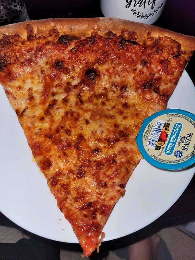 Crispy edges and that characteristic fold, this New York-style beauty would make any pizzeria in Brooklyn jealous.