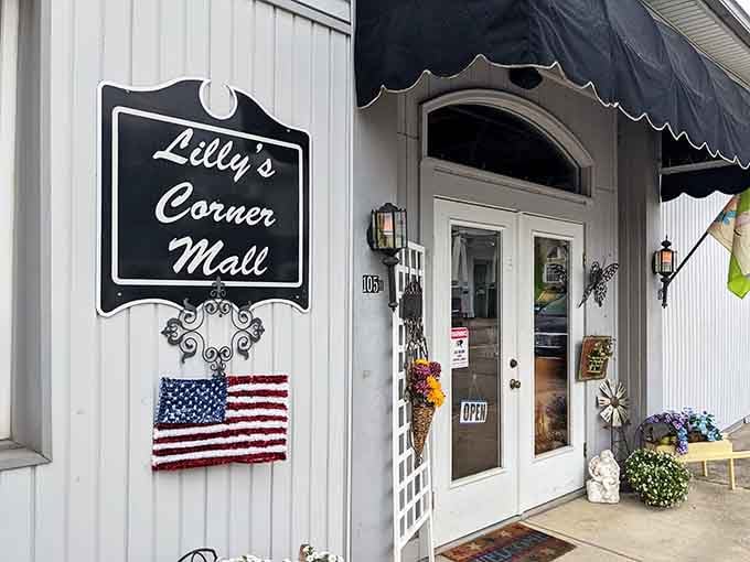 The patriotic welcome mat says it all: American-made treasures await inside this delightful corner of heaven.