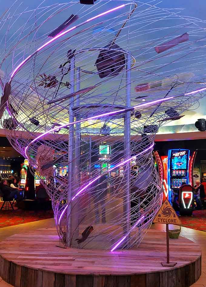 The Cyclone of Cash sculpture spins with possibility&mdash;Dorothy's tornado never looked quite this inviting or potentially profitable.