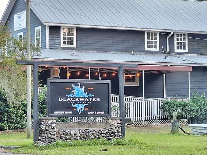 Blackwater Restaurant sits ready to serve the kind of seafood that swam nearby just hours ago.