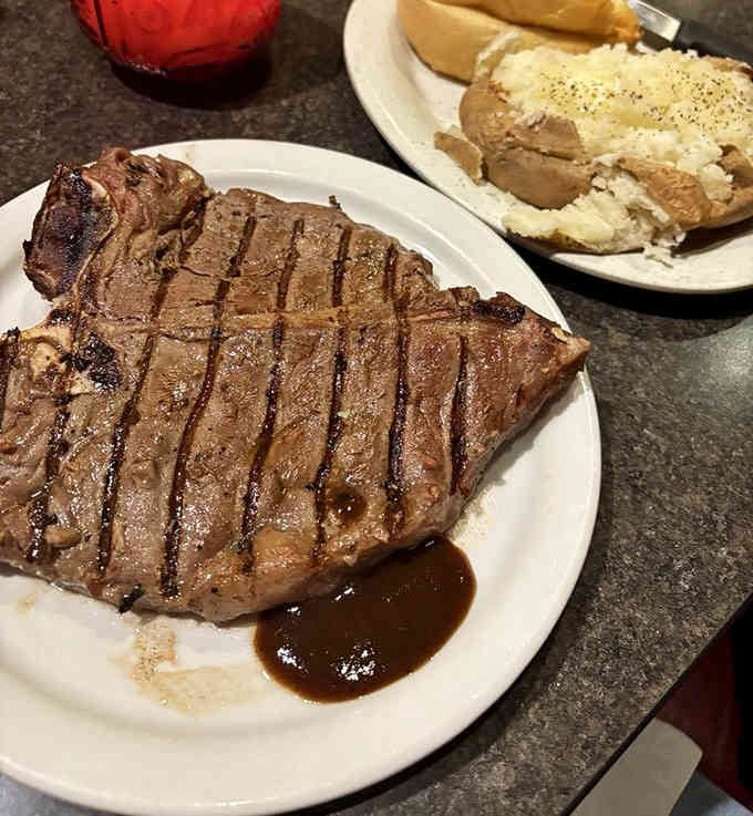 That T-bone could feed a small army, or just one very happy person with serious steak ambitions.