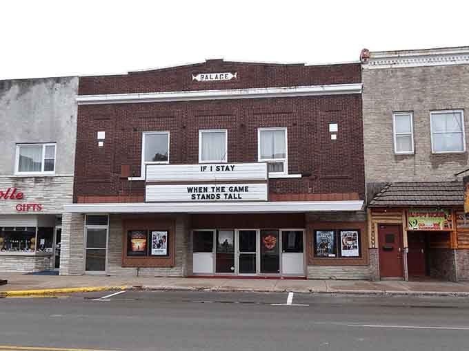 The old movie theater still stands tall, reminding us that entertainment doesn't require streaming services or passwords.