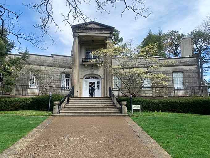 This elegant mansion perched on the mountain looks like it's been keeping watch over the valley for generations.