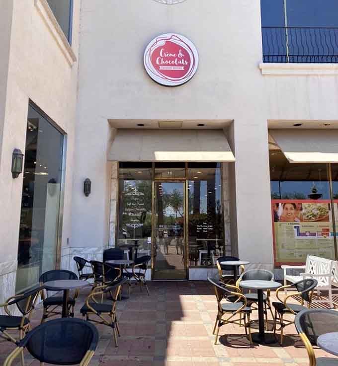 European elegance arrives in Mesa with a clean white facade and outdoor seating that whispers "stay awhile, friend."