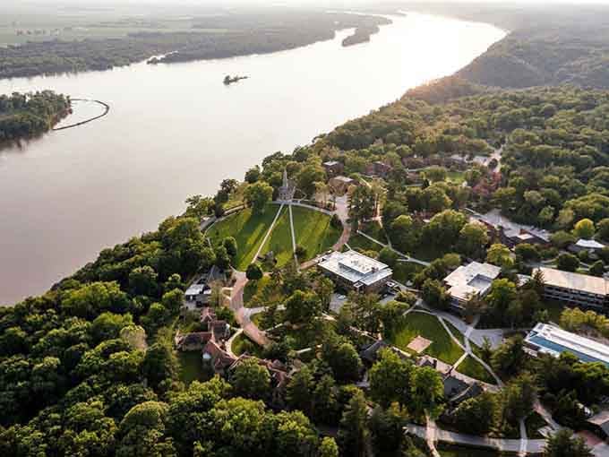 Where the river meets the forest, this hidden gem nestles into the landscape like it grew there naturally.