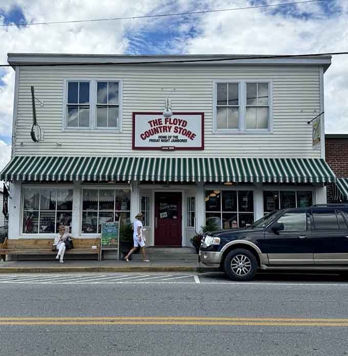 This classic storefront could've been plucked straight from a Mayberry episode, awnings and all.