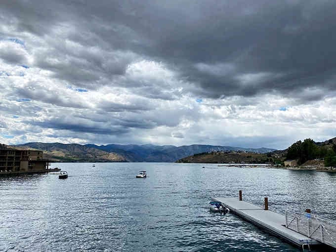 Those dramatic clouds rolling over the mountains make Lake Chelan look like a postcard that came to life today.