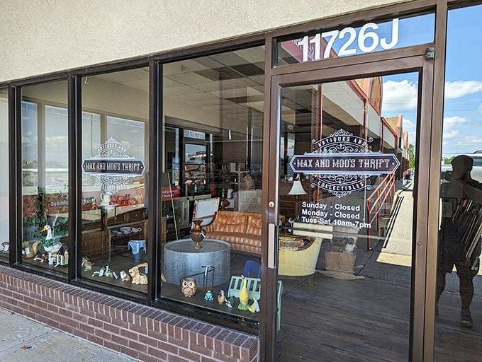 The storefront windows reveal treasures within, tempting passersby like a kid peering into a candy store on allowance day.