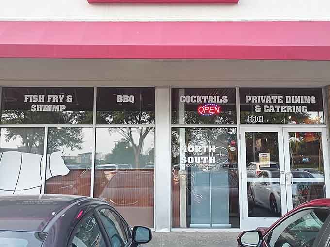 Those window signs promise fish fry, shrimp, and BBQ&mdash;basically the holy trinity of comfort food under one roof.