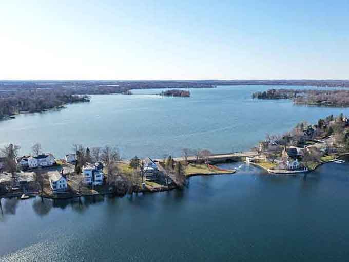 Lake views stretch endlessly, proving that waterfront living doesn't require an ocean or a second mortgage.