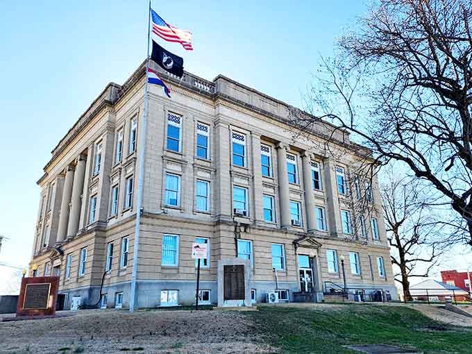 Those stately columns frame the entrance like a welcoming committee that never takes a day off.