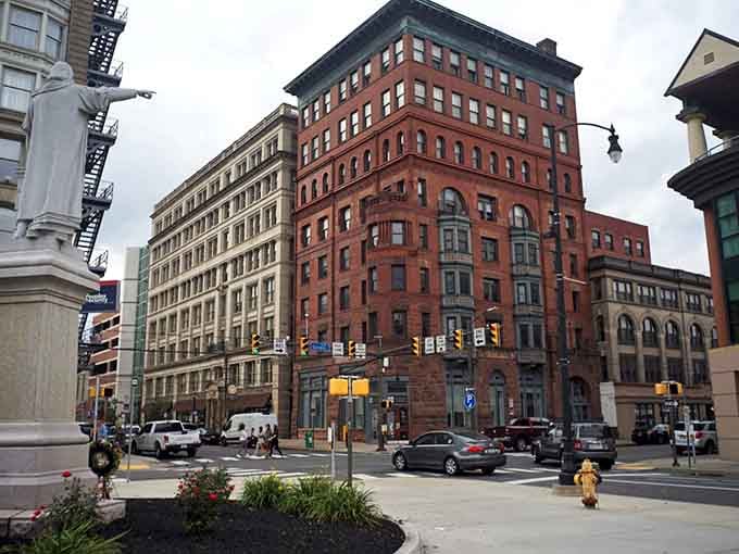 Scranton's historic buildings stand shoulder to shoulder like old friends, weathered but dignified, ready for their next chapter together.