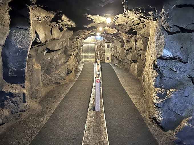 The paved walkway makes exploring these ancient chambers easier than Indiana Jones ever had it, thankfully.