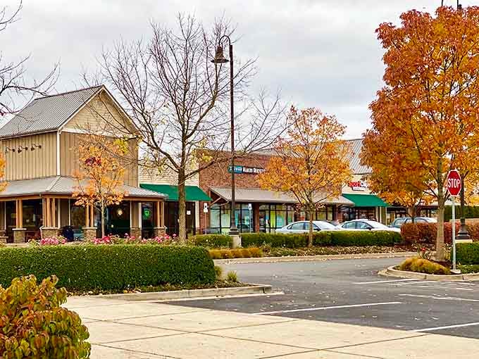 Fall colors frame the shopping district where you'll find everything you need without the big-city hassle or headaches.