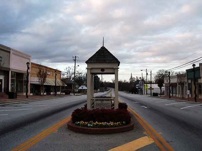 This gazebo centerpiece stands like a town's beating heart, welcoming travelers to pause and breathe.