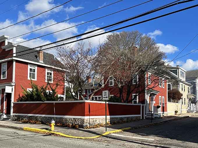 Colorful buildings cluster together like they're sharing recipes, and honestly, they probably are in this tight-knit community.