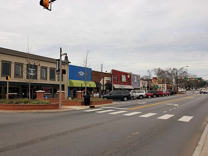 Colorful storefronts line walkable streets where parking is easy and stress levels drop the moment you arrive here.