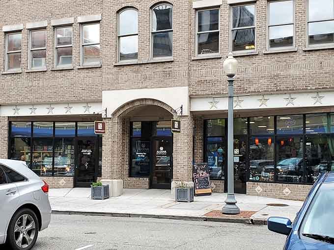 Classic downtown architecture housing modern chocolate artistry – where history meets your next sugar rush perfectly.