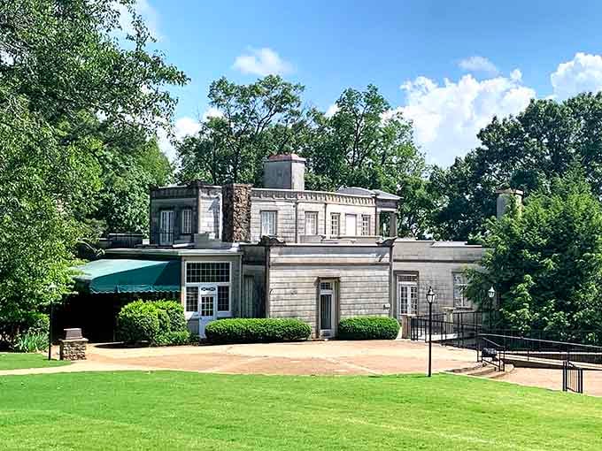 The sweeping lawn and classic architecture create a scene straight out of a Southern Living magazine cover shoot.