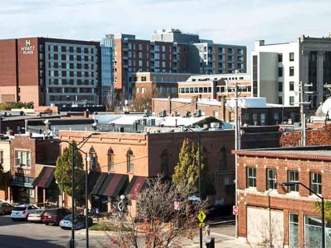 Old meets new in this downtown skyline where history and progress shake hands over affordable coffee daily.