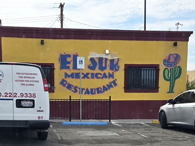 That whimsical cactus mural and bold blue letters make this small restaurant impossible to miss.