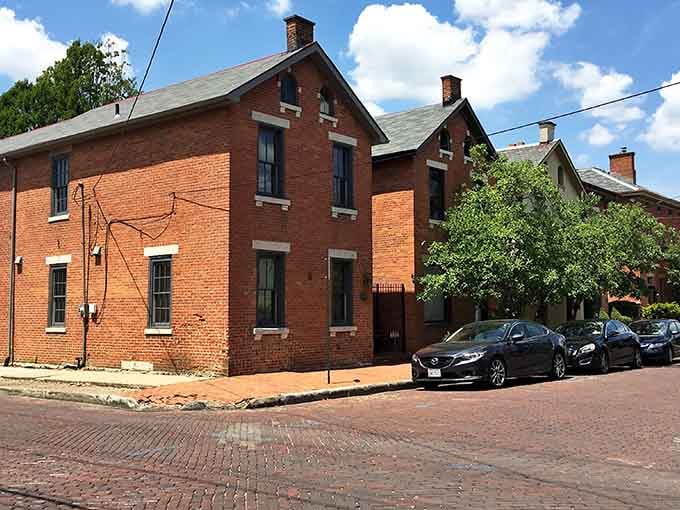 Brick streets and restored buildings create an urban oasis where German heritage meets modern city living beautifully.