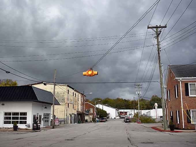 Storm clouds gathering over main street create drama worthy of a Tennessee Williams play, minus the angst.