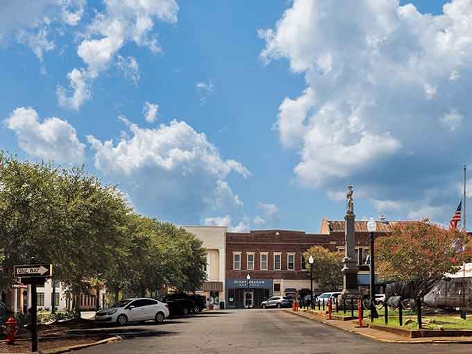 Lauren's town square features mature trees and classic storefronts where parking is plentiful and stress is wonderfully absent.