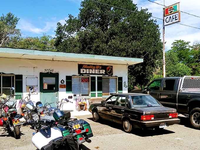 Motorcycles parked outside signal that riders know where to find authentic fuel for their adventures on the open road.