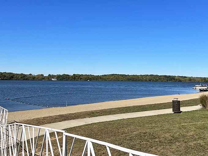 Wide open beach, blue skies, and gentle waves&mdash;this could pass for a Great Lakes resort destination.