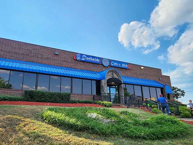 Dramatic clouds frame this waterfront-style cafe where the fish and chips are as golden as a perfect sunset.