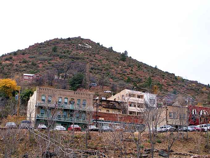 Buildings stacked on a mountainside like a game of architectural Jenga that somehow still stands today.