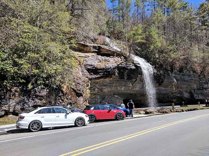 Roadside waterfalls mean you can enjoy the show without even leaving your comfortable driver's seat.