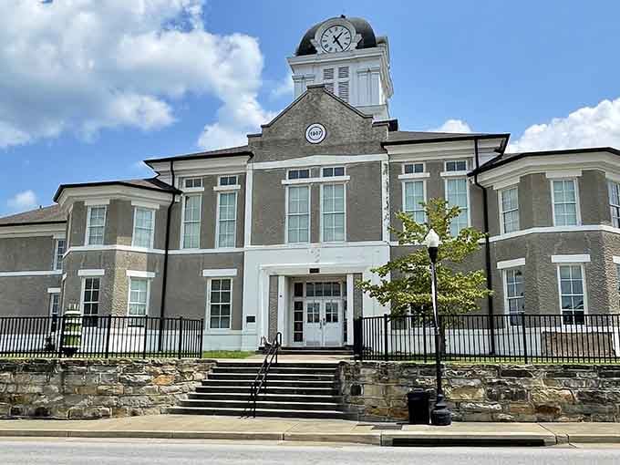 That clock tower stands watch over a community where time moves slower and people move friendlier than anywhere else.