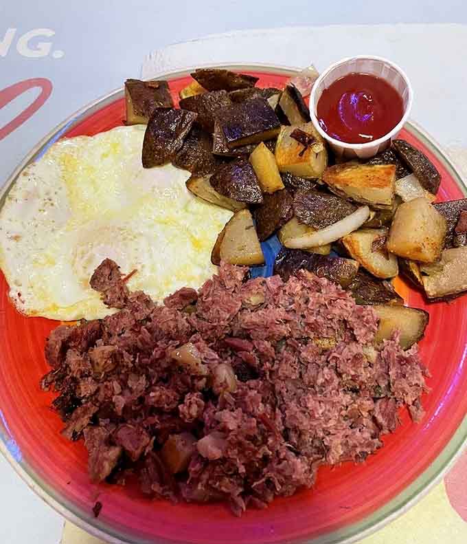 Corned beef hash with eggs and crispy potatoes makes breakfast feel like the most important meal ever.
