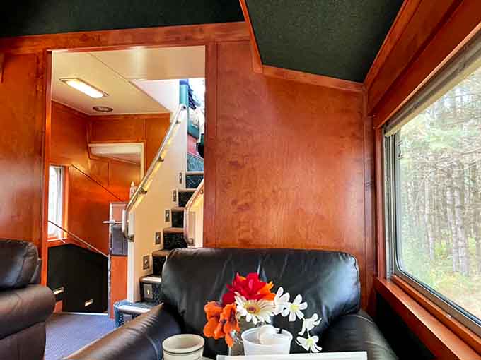 The Diamond Class lounge car offers plush seating and panoramic windows for the ultimate viewing experience.