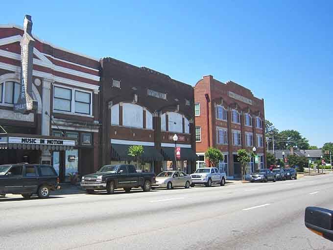 Historic buildings lining quiet streets create the kind of downtown where window shopping is actually pleasant instead of an Olympic sport.