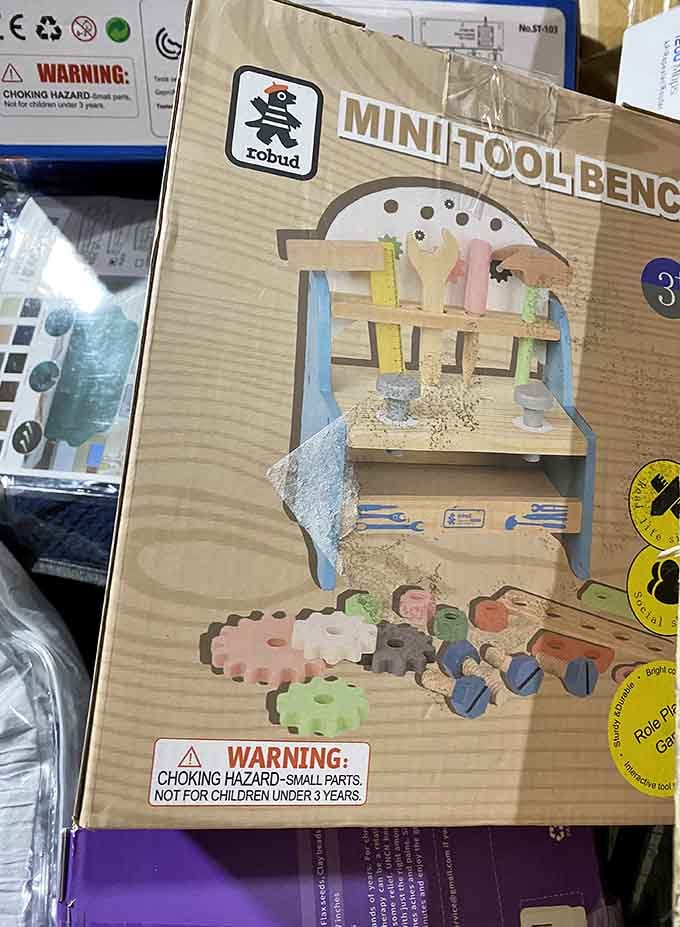 Future carpenters and current grandparents will fight over this adorable workbench, and honestly, who could blame them?