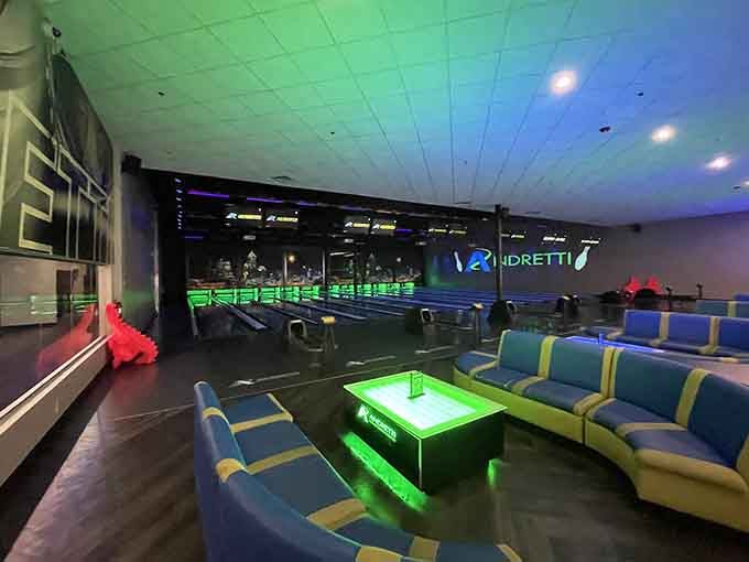 Modern bowling with that signature neon glow&mdash;because who says knocking down pins can't look this cool?