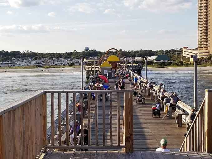 The fishing faithful gather here, armed with rods, hope, and the eternal optimism of anglers everywhere.