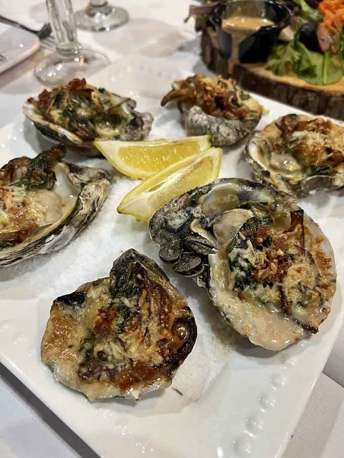 These oysters arrive dressed to impress, proving that breakfast seafood deserves more respect than it gets.