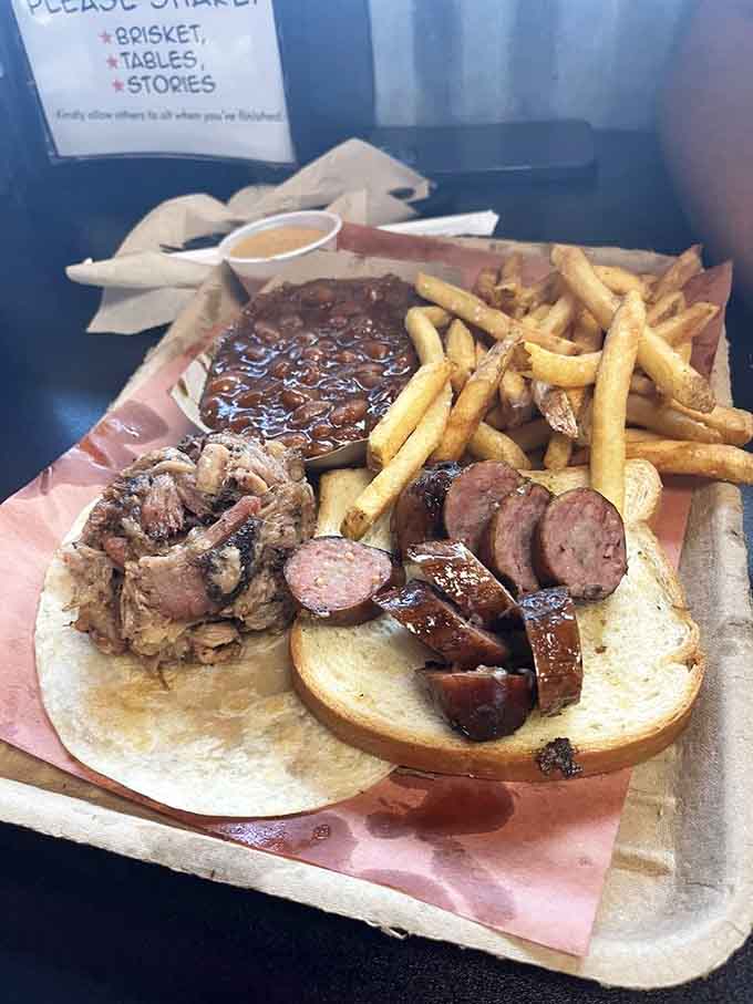 Two meats, multiple sides, and enough flavor to make your taste buds write thank-you notes for weeks.