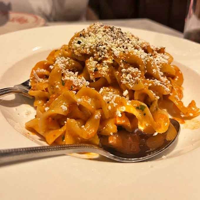 Bucatini curls topped with breadcrumbs, because sometimes the best things in life need a little crunch on top.