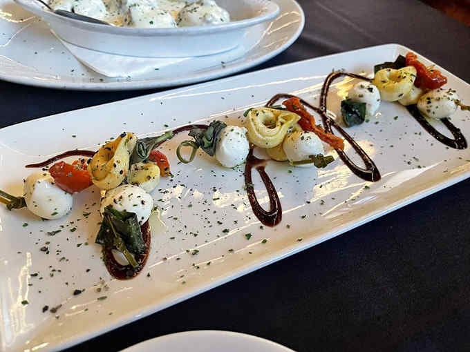 Tortellini wrapped around fresh mozzarella and tomatoes, proving that even steakhouses know their way around Italian comfort food.