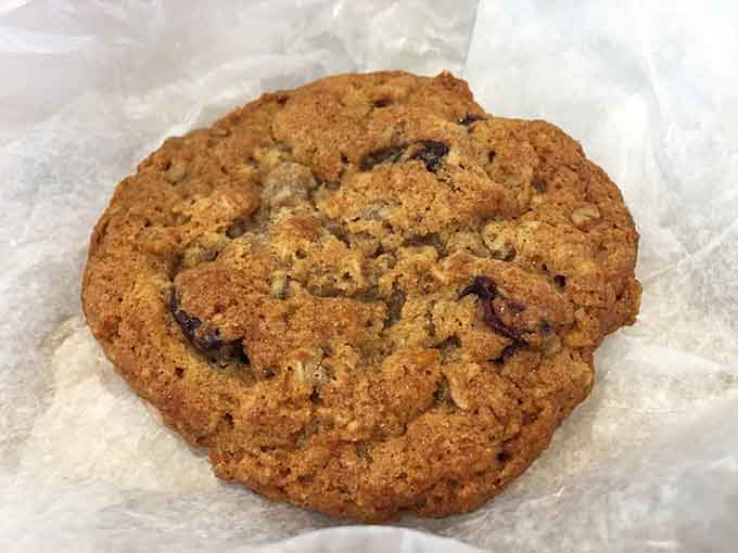 An oatmeal raisin cookie so large it could serve as a personal flotation device in emergencies.