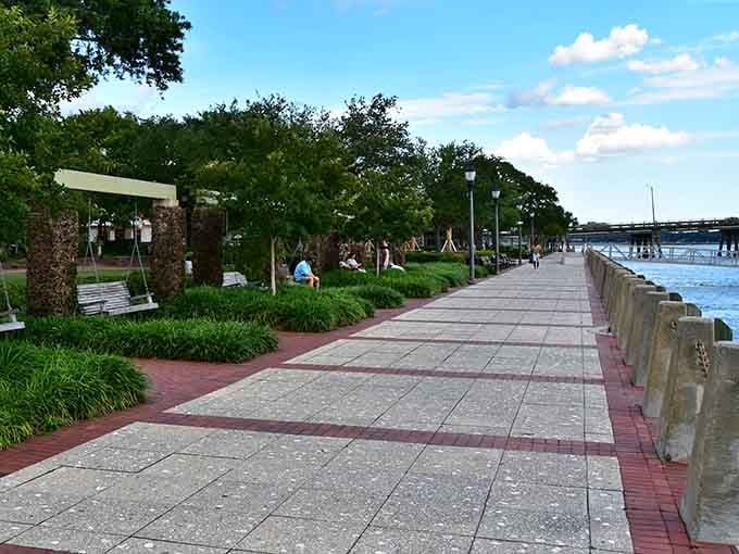 The waterfront promenade stretches ahead like an invitation to forget your to-do list and just breathe deeply.