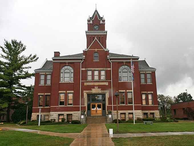 The Antrim County Courthouse stands proud like it's been keeping secrets and stories since Michigan was young.