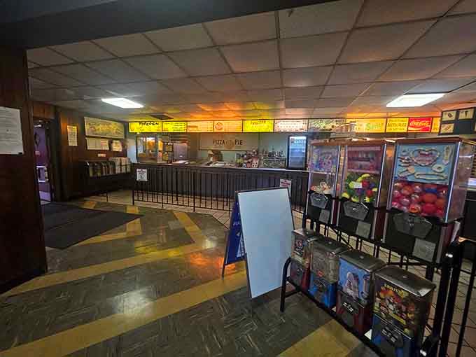 The snack bar interior where nostalgia meets necessity, and everything tastes better than it should at this hour.
